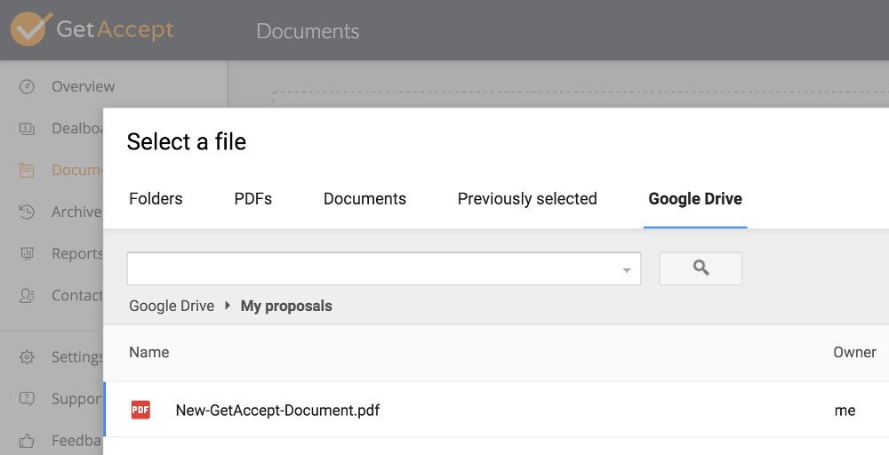 Integrate GetAccept with Google drive picker Integrate GetAccept with Google drive picker